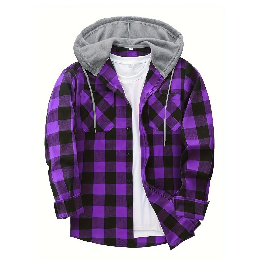 Мужская толстовка в нью-йоркскую клетку-Фиолетовый-XXXL