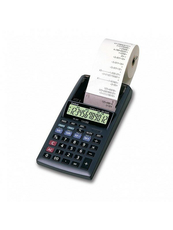 Калькулятор Casio HR-8TEC, бухгалтерский, печатающий, пластик, 12 разрядов, 1 строка дисплея, черный