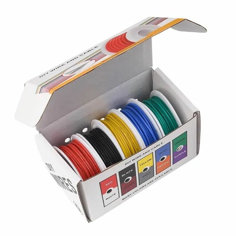 Электрический Провод 22AWG, Гибкие Силиконовые Провода 5 Цветов, 16,4 Фута/5 М Каждый