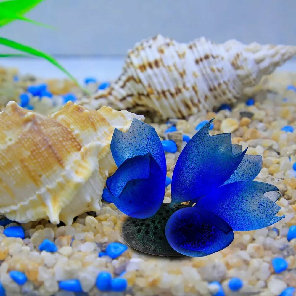 Силиконовая ночная светящаяся коралловая фигурка синего цвета для декора аквариума