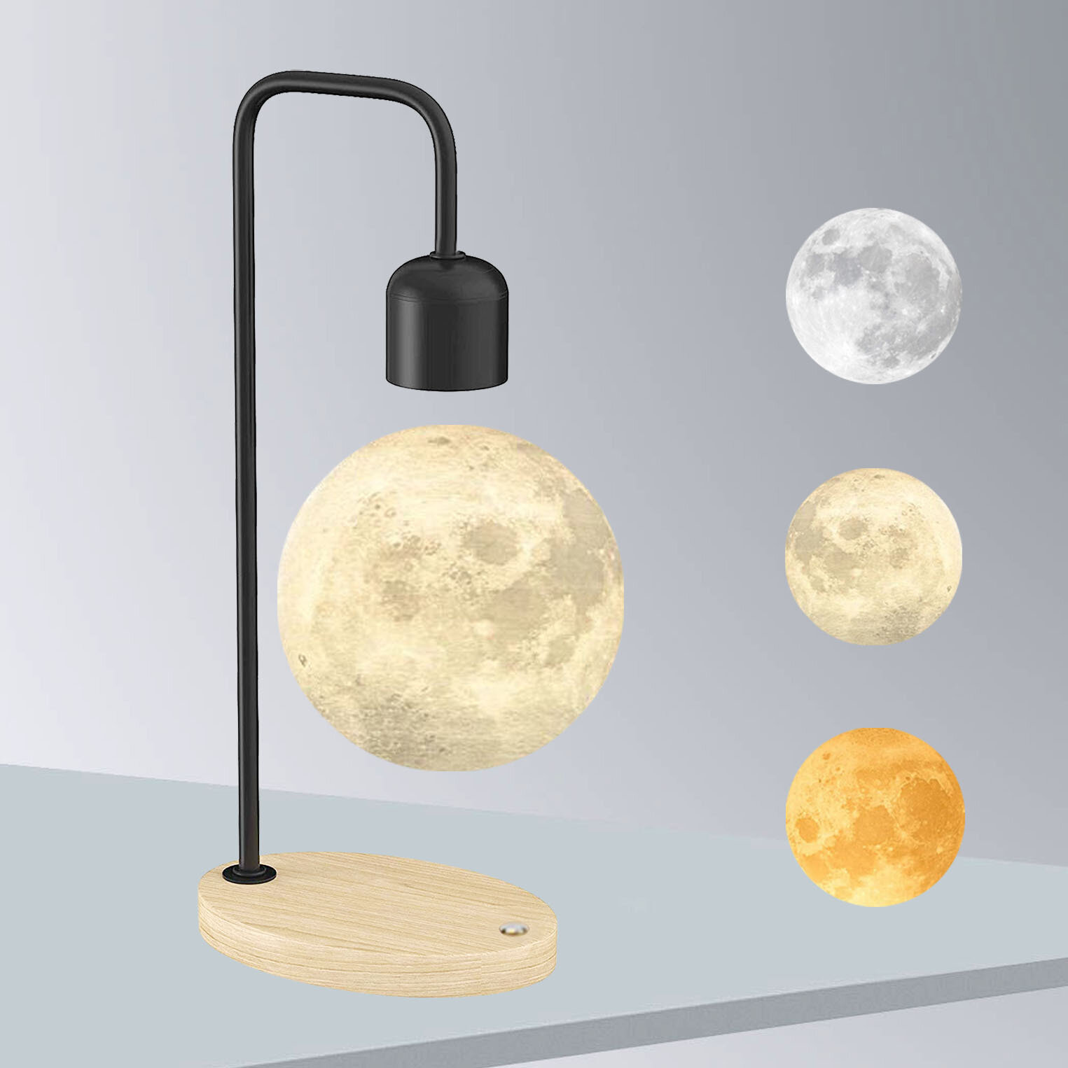 Маглев лунный свет 3D печать Bluetooth стереосистема три цвета беспроводная зарядка лунного света украшения светильники