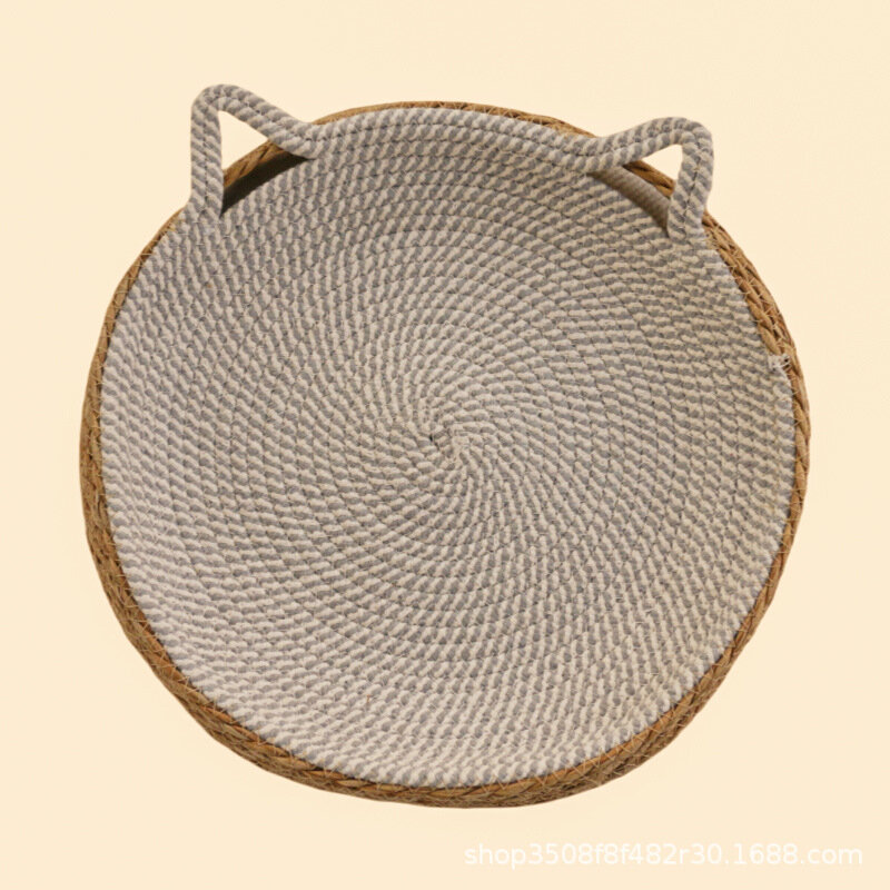 Горячая распродажа SG, плетеное из ротанга японского стиля кошачье гнездо, летнее полузакрытое плетеное кошачье гнездо, коврик для кошек, всесезонные товары для домашних животных
