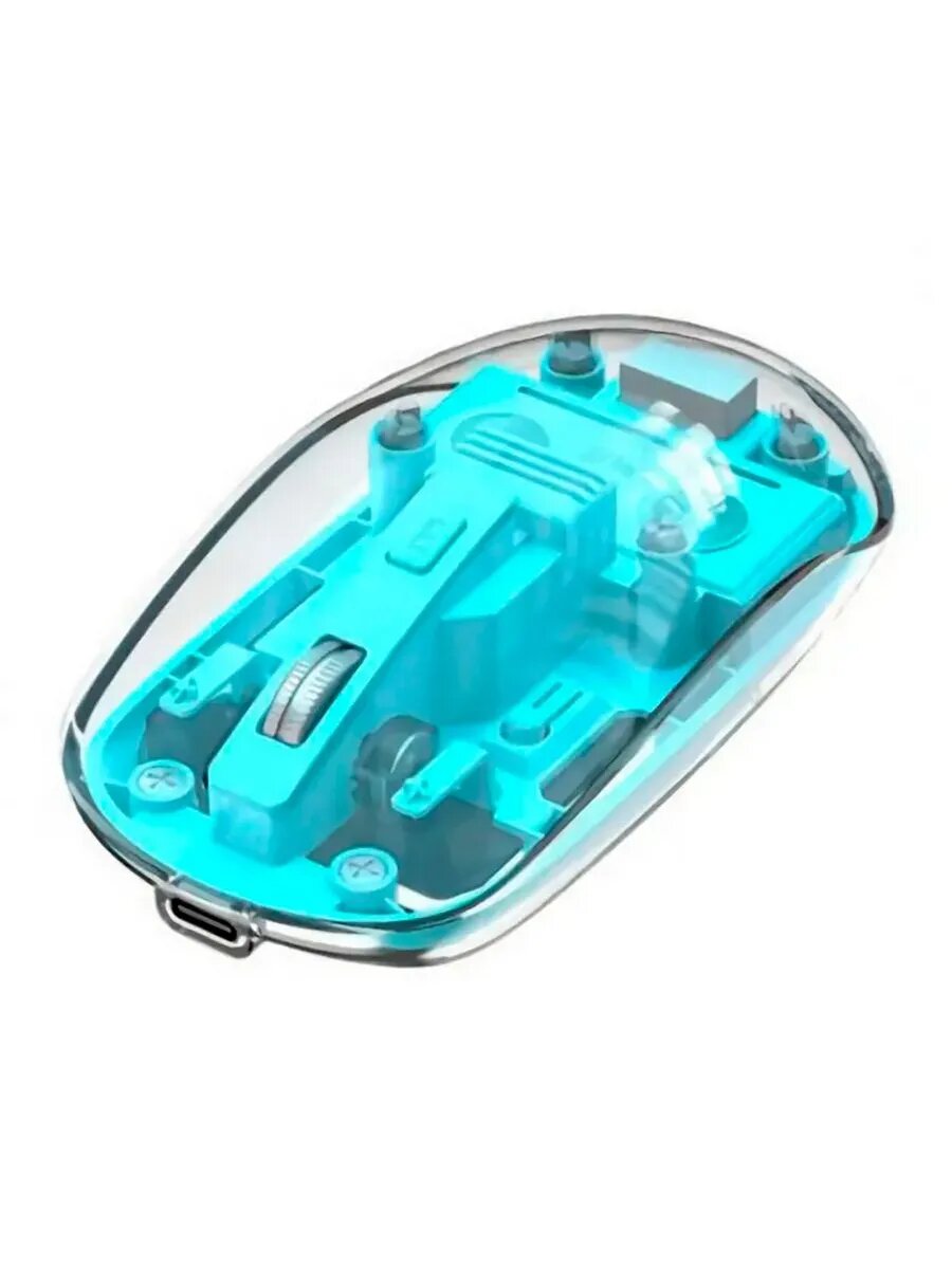 Мышь XO M12 беспроводная, USB+Bluetooth, 4 кнопки, прозрачный синий / мышка портативная