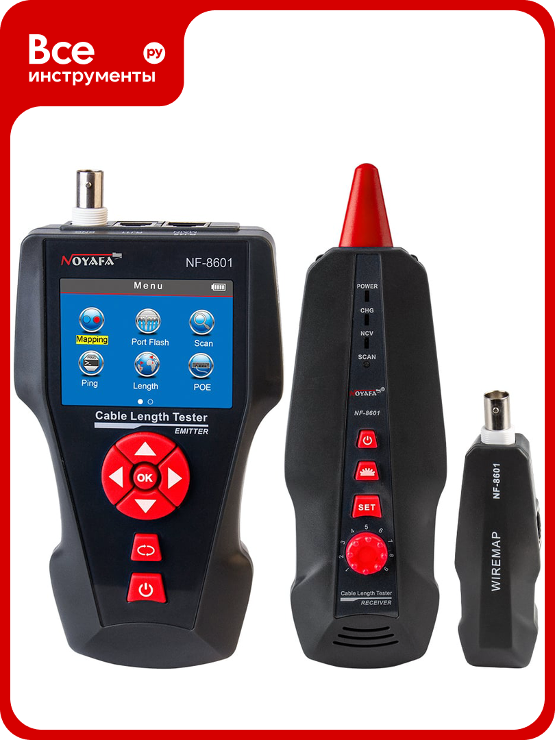 Многофункциональный кабельный тестер NOYAFA NF-8601 с прозвонкой и подсветкой дисплея, для коаксиальных кабелей
