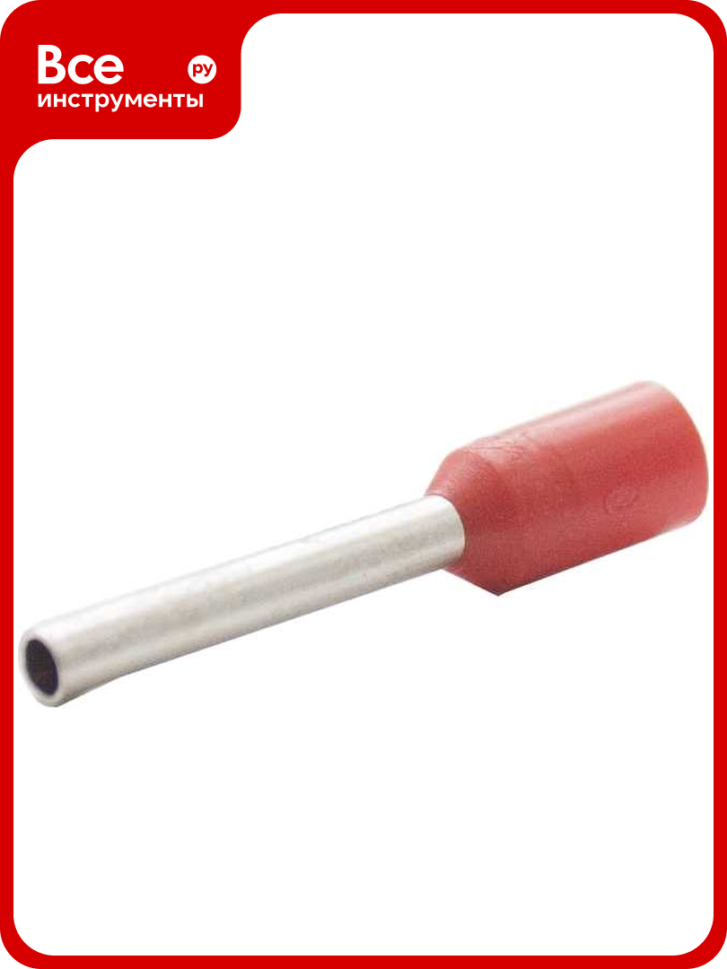 Штыревой втулочный изолированный наконечник Engard ншви 1-12 цвет красный (1 пакет/50 шт.) NSHvI-1-12-R