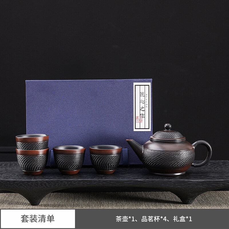 Чайник из фиолетовой глины, портативный и вращающийся, с резьбой в виде феникса и узором лотоса, в подарочной коробке премиум-класса, чайник Ханва, одиночный чайник.