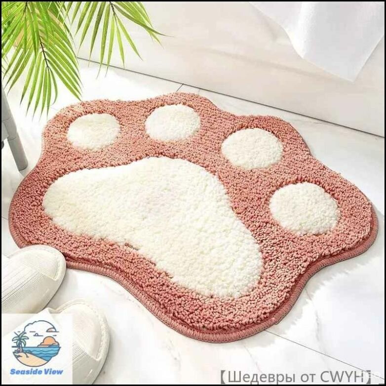 Серый коврик для ванной Лапки 40x60 см бестселлер