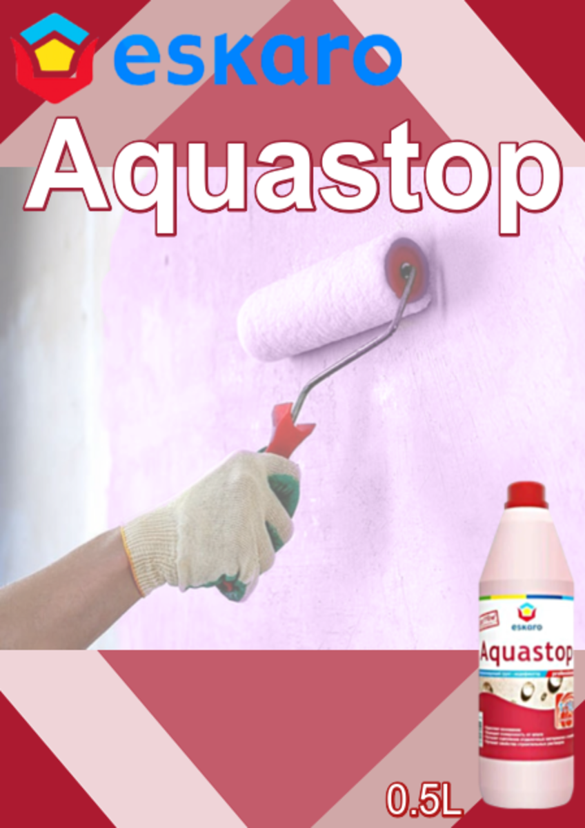Влагоизолирующий грунт-модификатор Eskaro Aquastop Professional (концентрат 1:10), 0.5л.