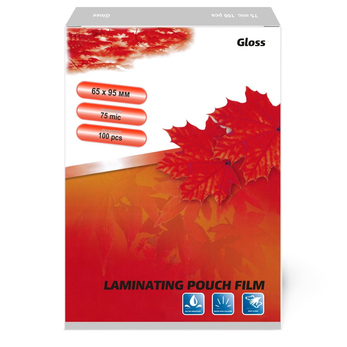 Пленка для ламинирования пакетная, 65х95 мм, 100 мкм, глянцевая, 100 шт в упаковке