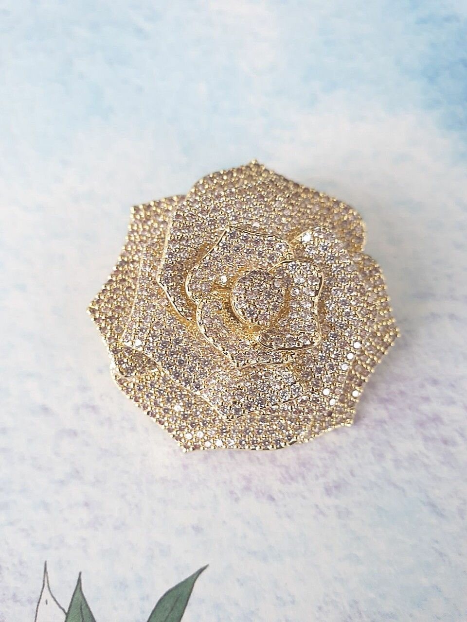 Брошь, фианит, стразы