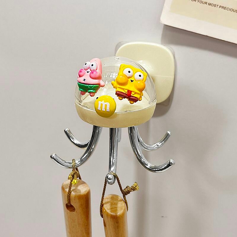 360-градусный вращающийся многофункциональный крючок для стен, милый крючок для сумки и ключей, без сверления, для хранения резинок для волос
