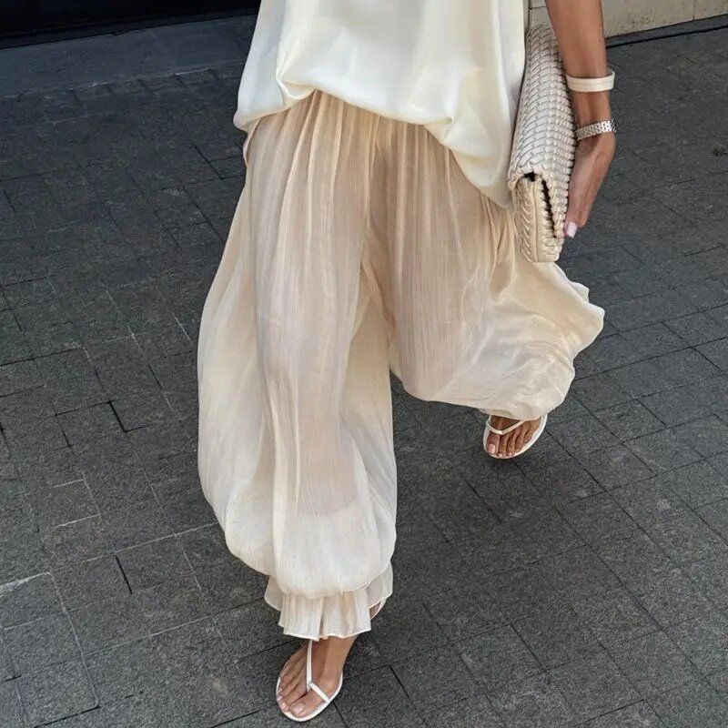 Combhasaki женские свободные брюки из полиэстера розового цвета L