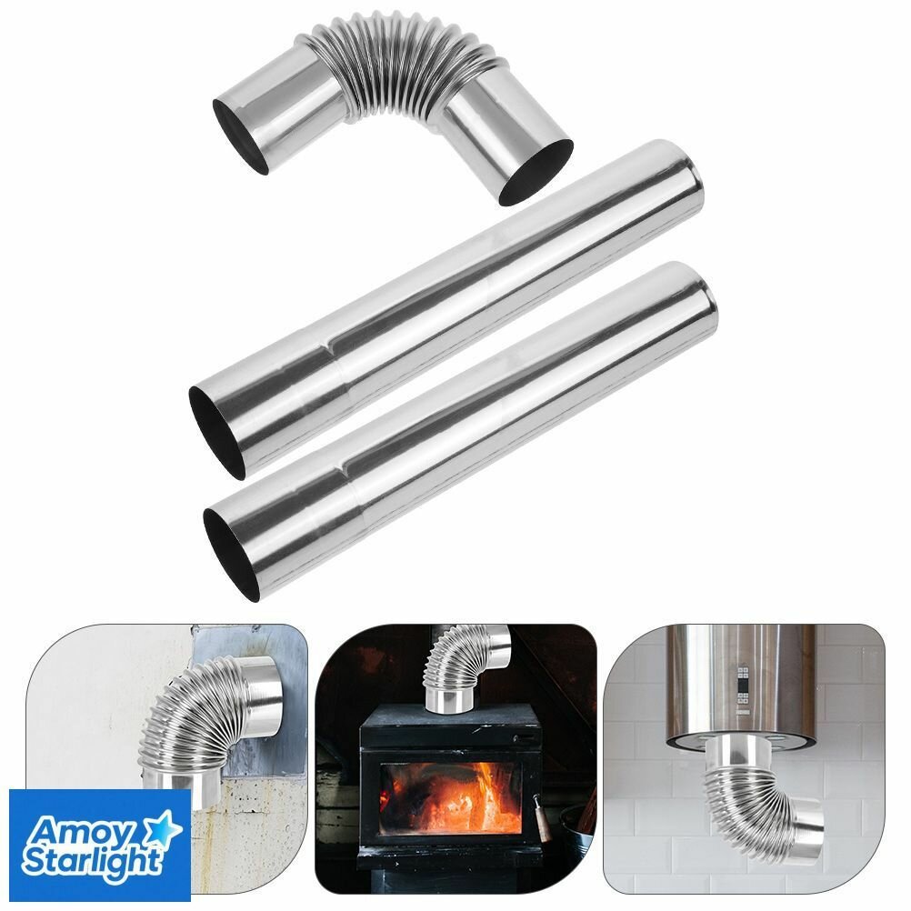 1 набор труб для дымохода из нержавеющей стали, устойчивых к высоким температурам, простых в установке, прямых и изогнутых труб