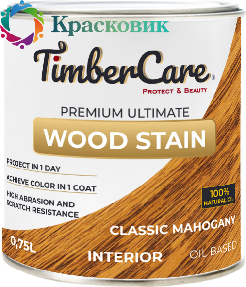 Масло 2 в 1 TimberCare Wood Stain тонирующее, высокой прочности 350014 Классический махагон 0,75л