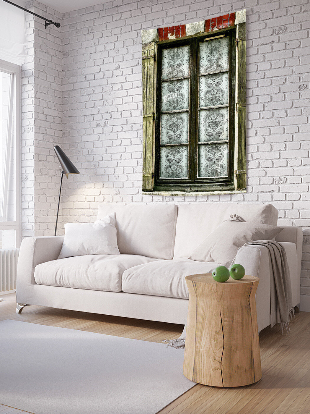 Вертикальное фотопанно на стену JoyArty "Окно со ставнями", из ткани, 100х150 см