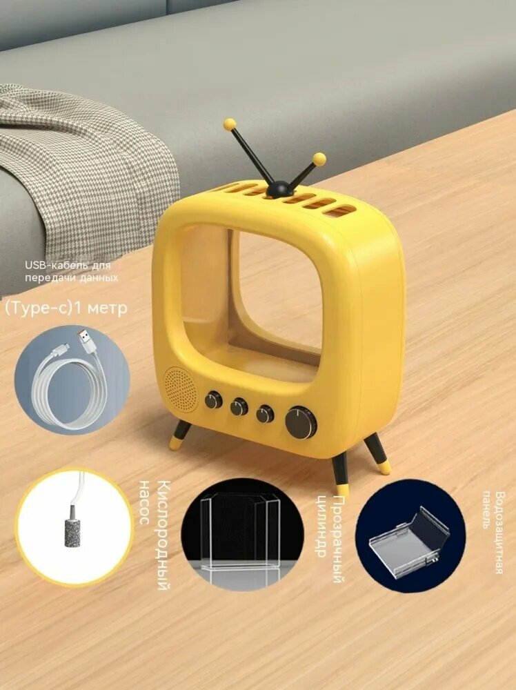 Настольный телевизор, маленький аквариум с рыбками, акриловый микроландшафтный экологический резервуар для детей