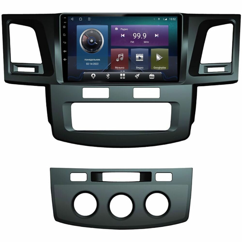 Магнитола CRS-300 Toyota Hilux, Fortuner 1 2005-2015 c Android 14, Процессор 8 ядер, Память 6+128Gb - Carplay - DSP 36 полос - 4G(Sim)