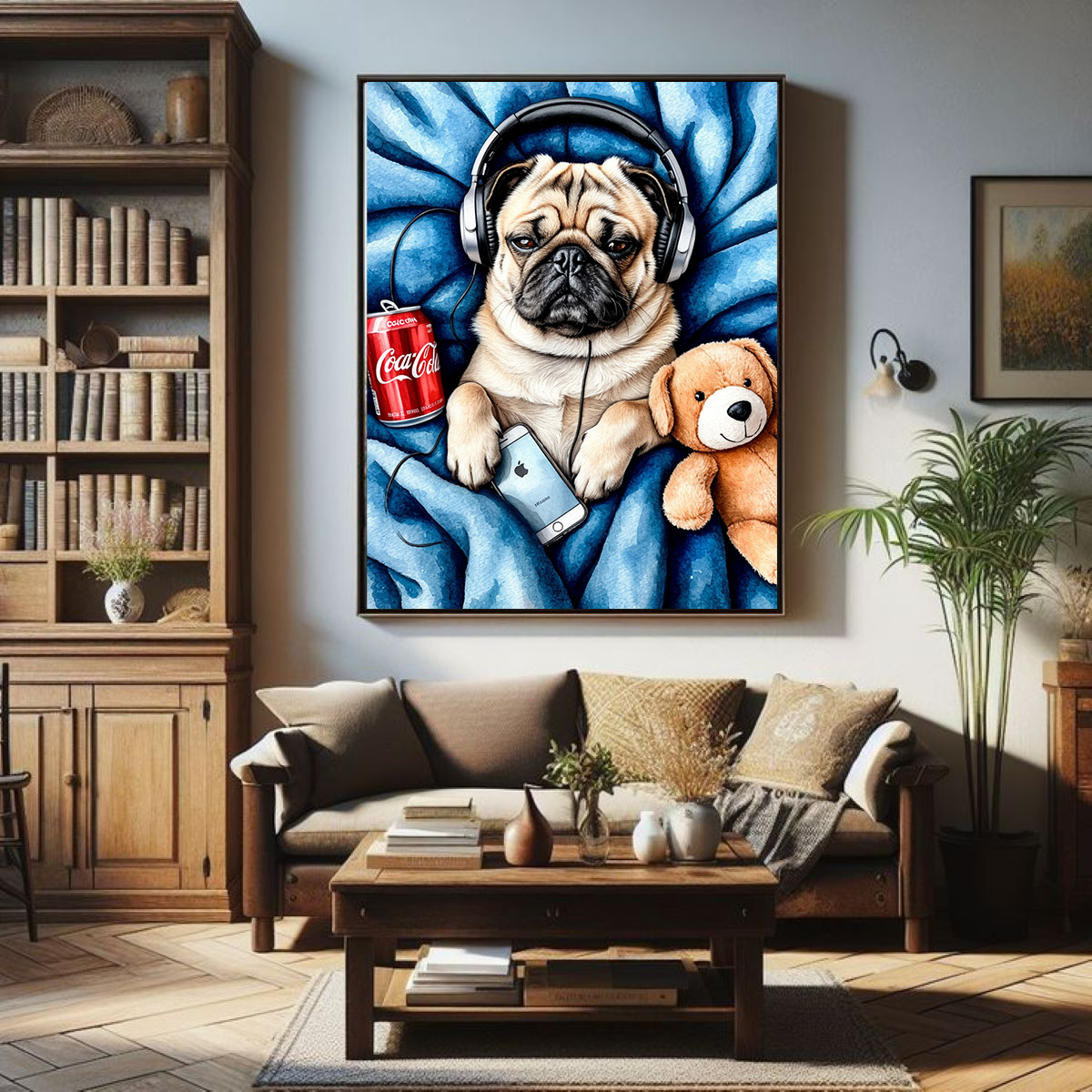 Картина по номерам "Мопс" 40х50 см, хлопковый холст на подрамнике, акрил, Hobby Home