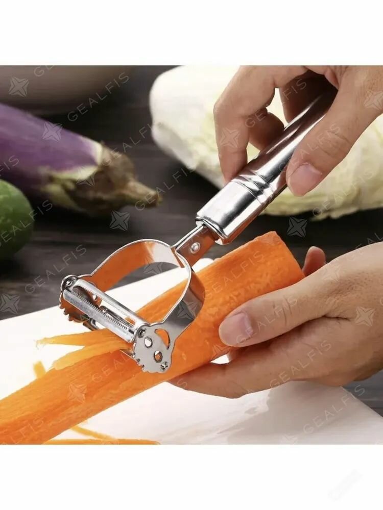 Овощечистка ручная картофелечистка металлическая для овощей, Серый металлик