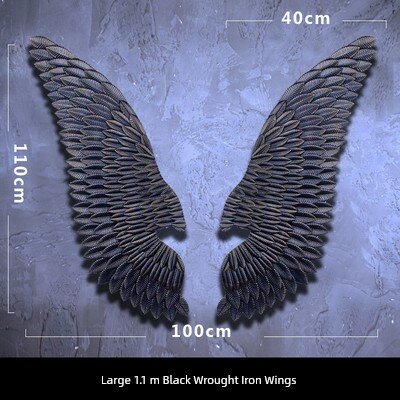 Настенный декор в индустриальном стиле лофт: ретро-крылья из железа для офиса, бара, модный фон для стены Черные
