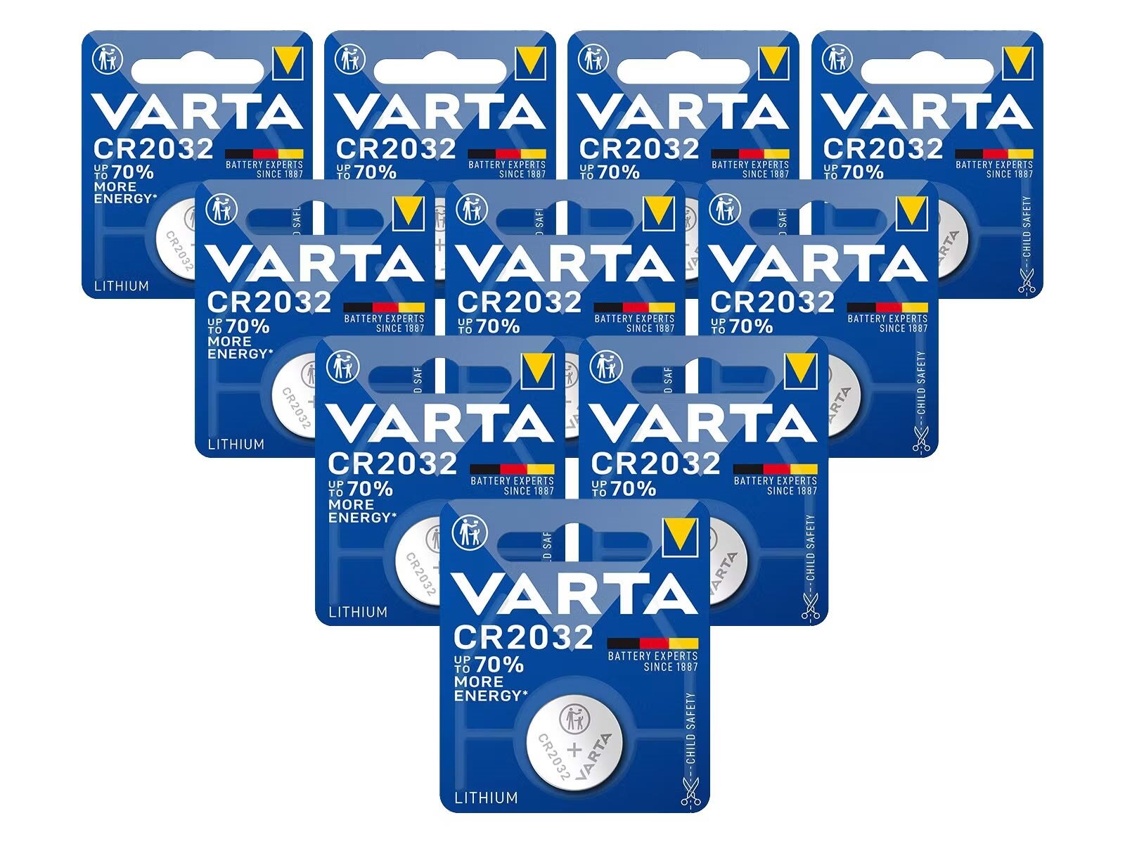 Батарейка Varta CR2032 3V (10 шт.) — литиевая, таблетка — для материнских плат, весов, брелоков, ключей