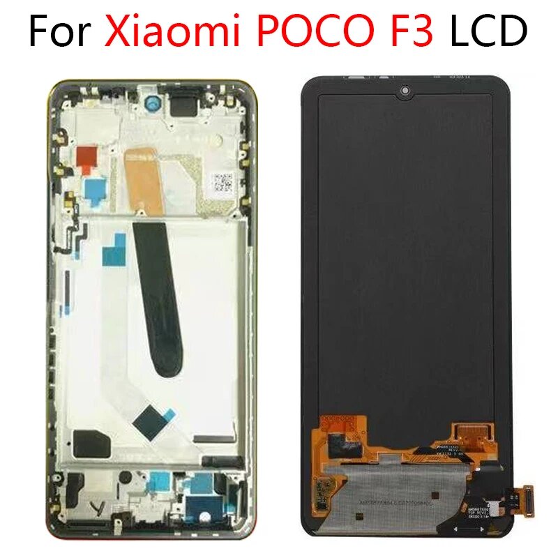 AMOLED для Xiaomi Poco F3 для AMOLED Mi PocoF3 M2012K11AG ЖК-дисплей с цифровым AMOLED Silver Frame