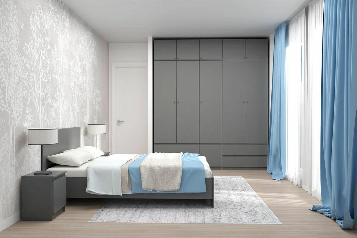 Комплект мебели для спальни Кэт-1 (comp. 28) Графит/Графит, модульная