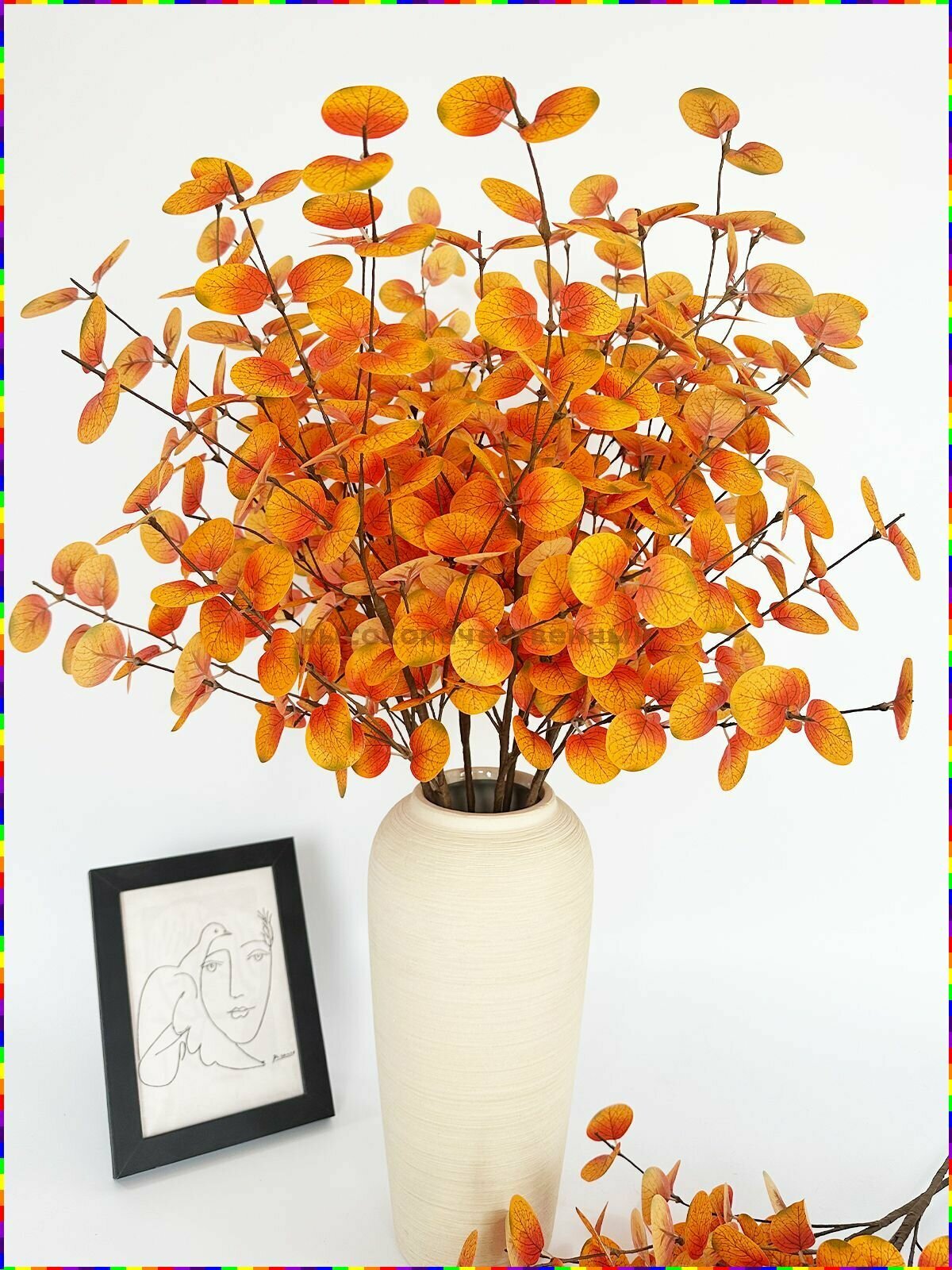 Искусственные ветви эвкалипта, комплект из 3 шт, декор для осени