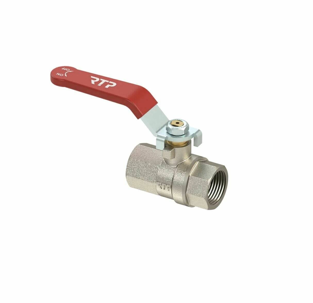 Кран шаровой ручка рычаг, латунь, внутренняя/внутренняя резьба 1", PN25 никель, RTP