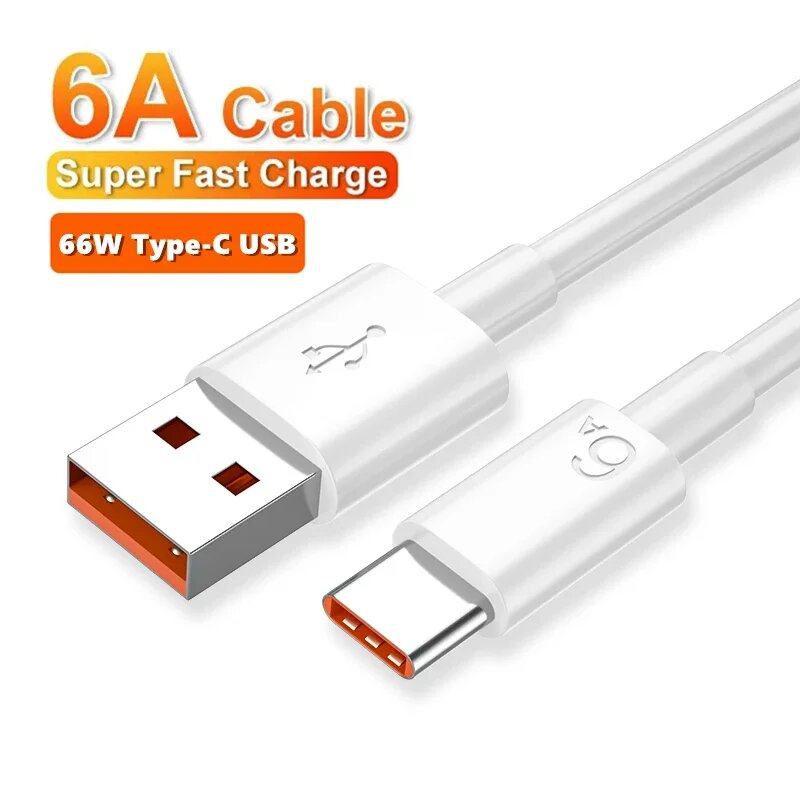Кабель Для Сверхбыстрой Зарядки 66W 6A USB Type-C Для Samsung, Xiaomi 13, Huawei Nova 8, Magic 5, Redmi