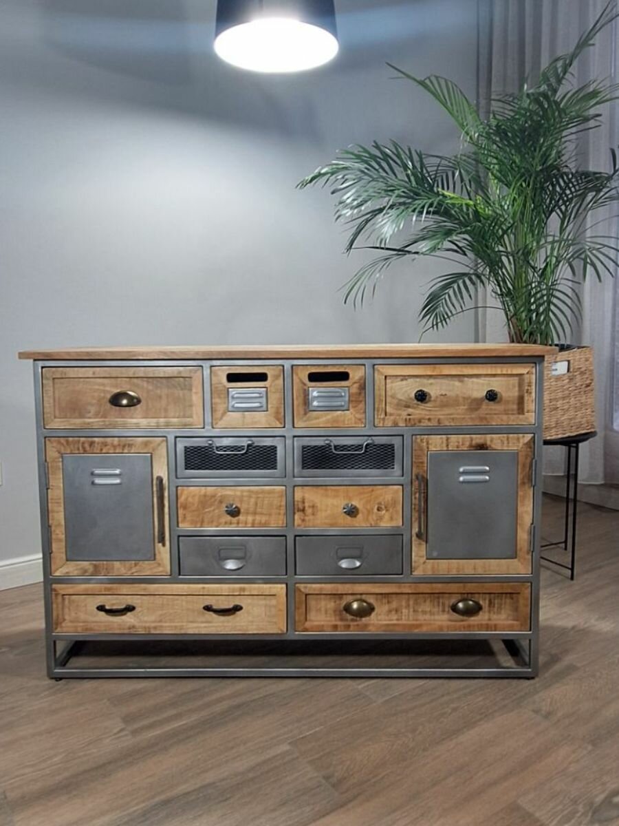 Комод Баджа из манго и металла для спальни, столовой, прихожей, гостиной, кабинета