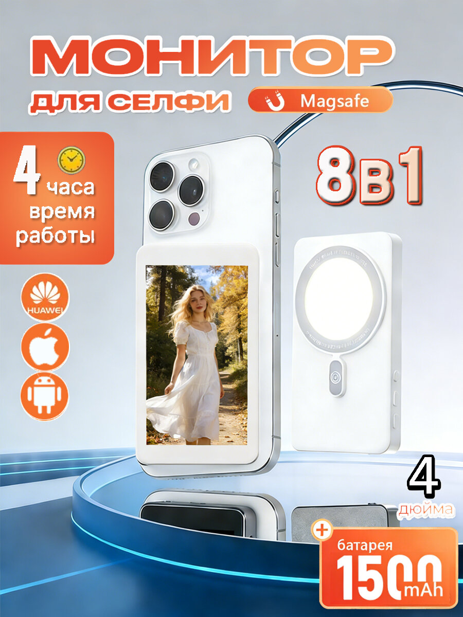 Монитор для селфи, беспроводное магнитное подключение экрана , MagSafe, Селфи-Монитор