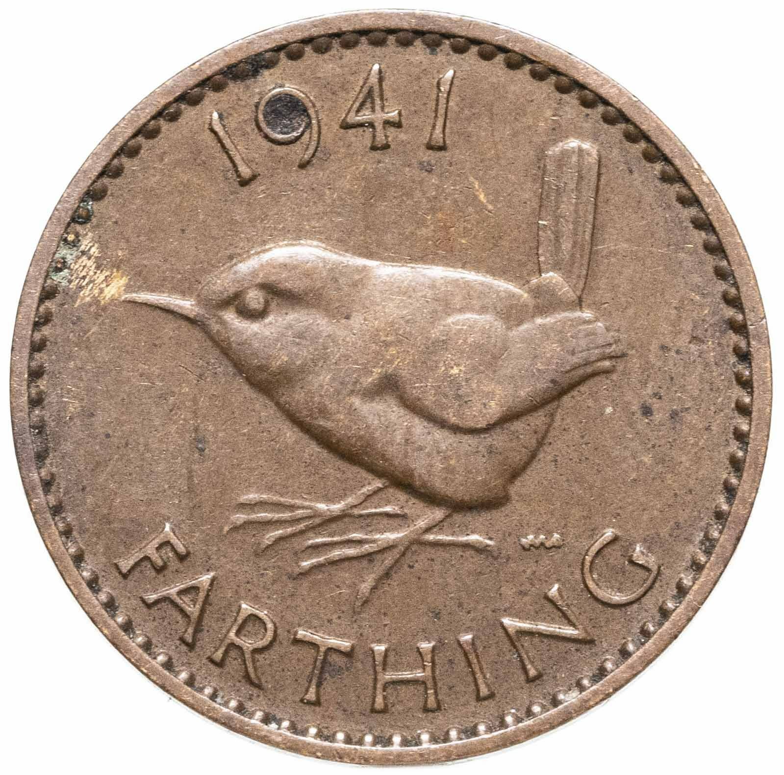 Великобритания 1 фартинг 1941, Бронза, в сохранности XF