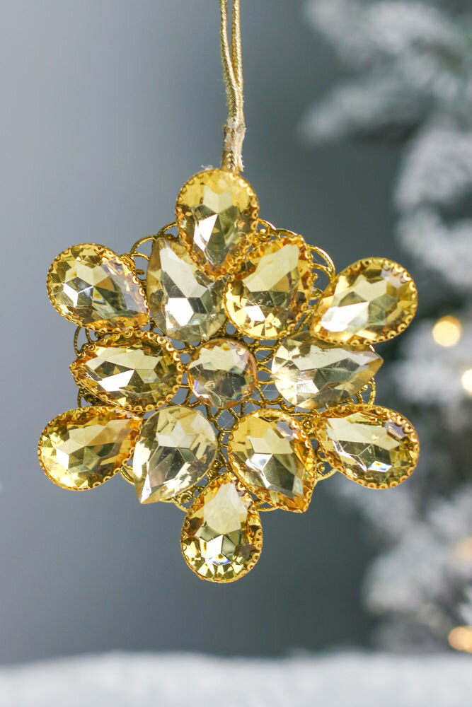 Ёлочное украшение драгоценности зимы: снежинка-топаз, акрил, 10 см, Edelman 1146853