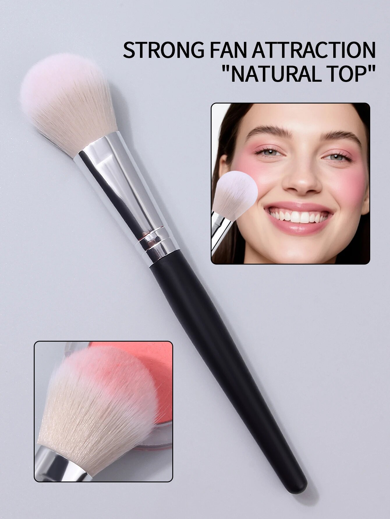 Кисть для румян "Natural Top" с серой ручкой