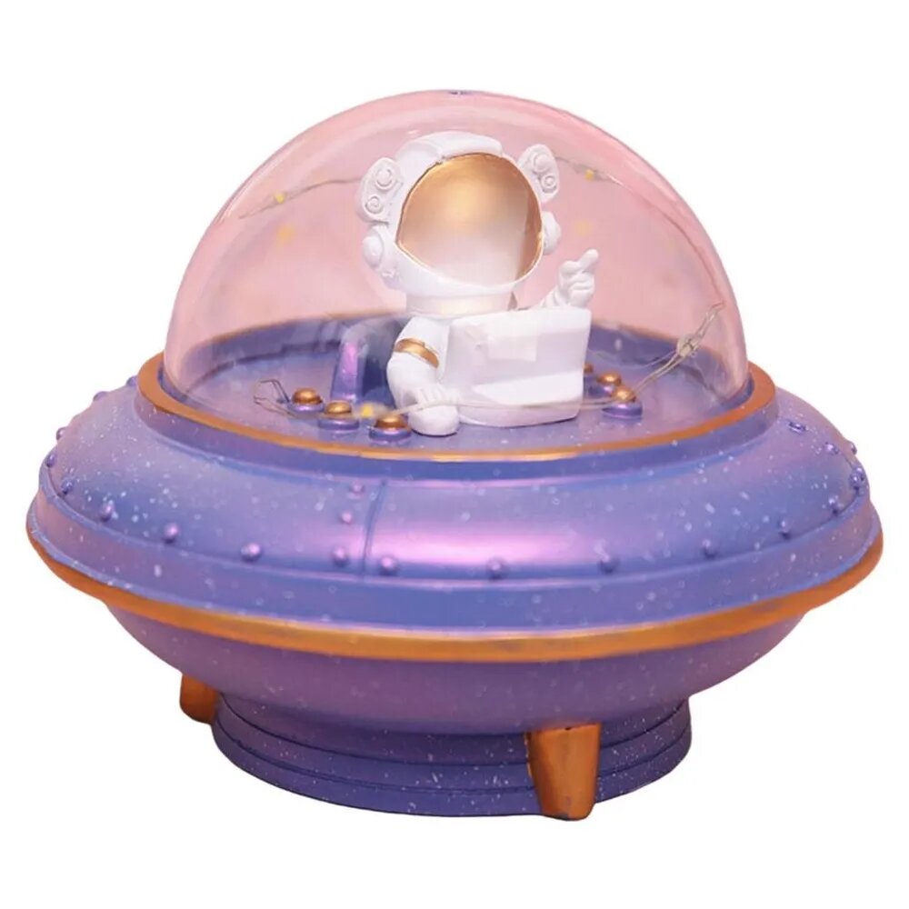 Светящаяся фигурка космонавта в НЛО для мальчика из полирезина, рождественская декорация, 1 шт.