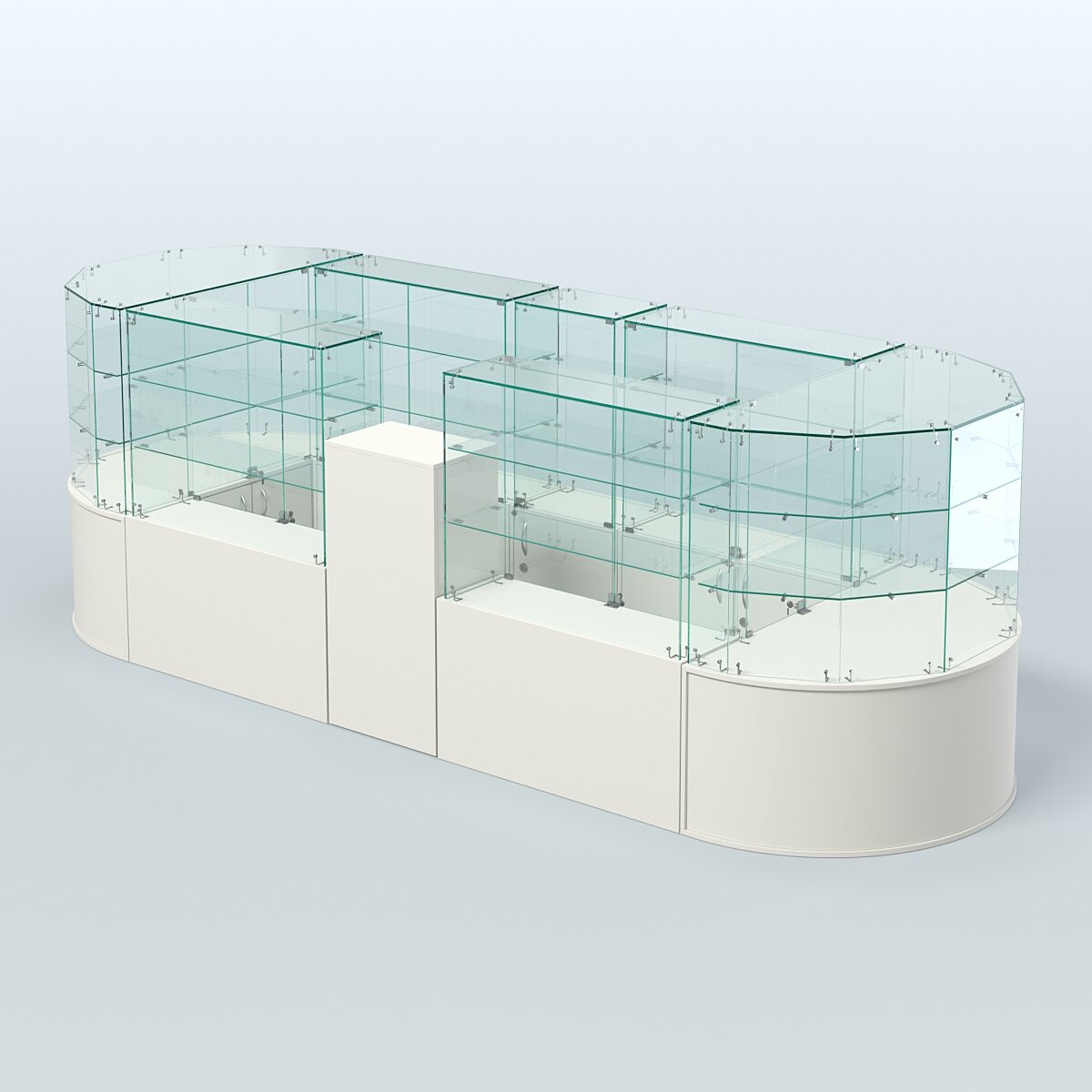 Круглый стеклянный островок-павильон серии кольцо вытянутый №3, Белый