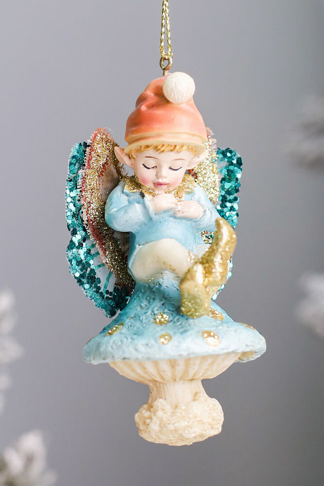 Ёлочная игрушка эльф ФИЛ, серия сказочный ЛЕС И ЕГО обитатели, полистоун, 9 см, Kurts Adler E0922-2