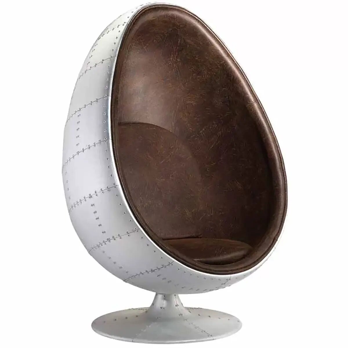 Креативное кресло яйцо в стиле космической эры с алюминиевым корпусом Aviator (обивка ткань или искусственная кожа)