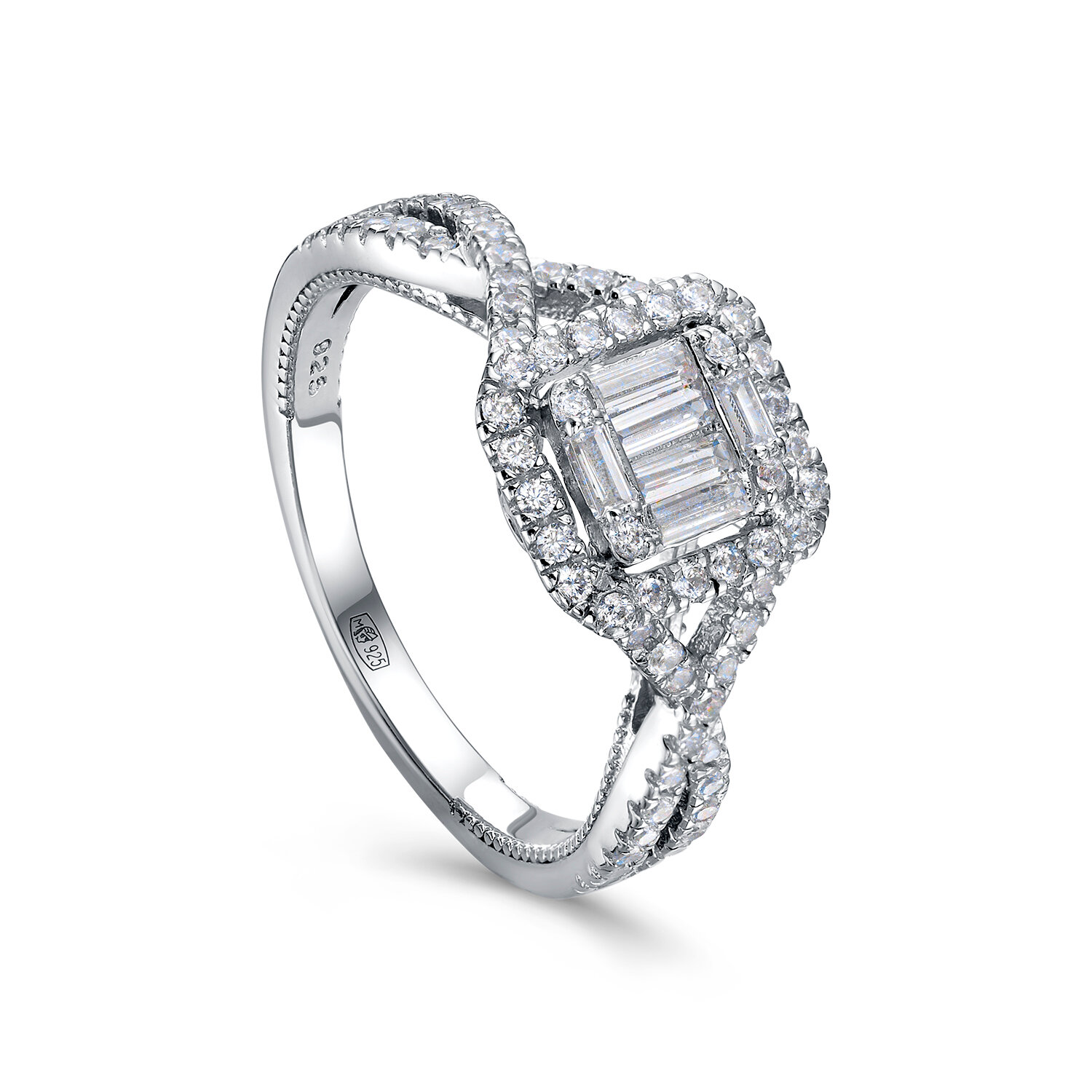 Кольцо, серебро, 925 проба, фианит