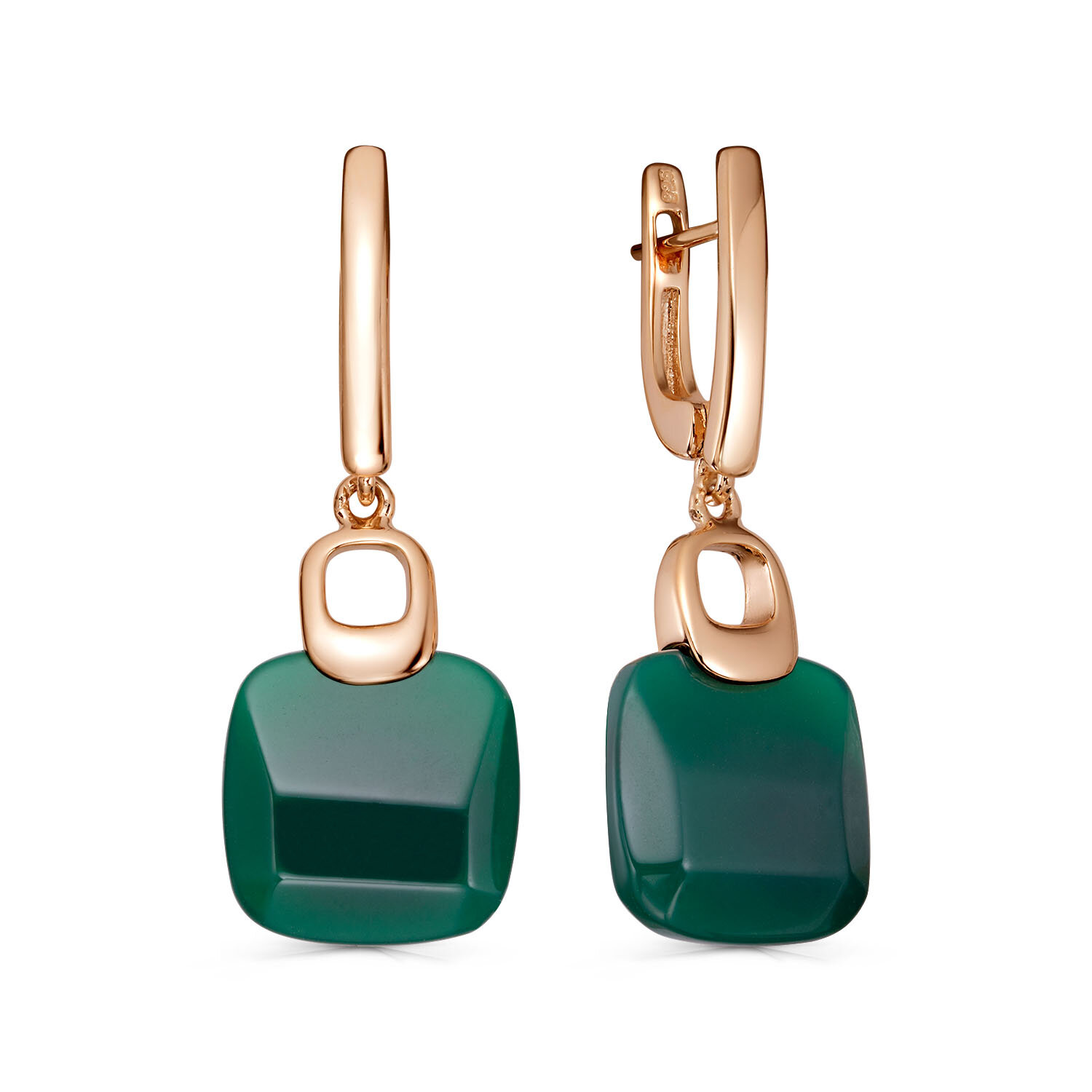 Серьги с подвесками, серебро, 925 проба, родирование, агат