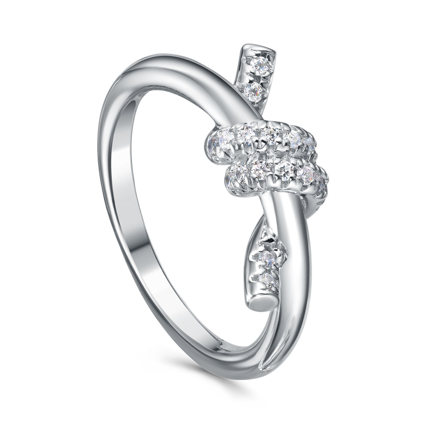 Кольцо тонкое, серебро, 925 проба, фианит