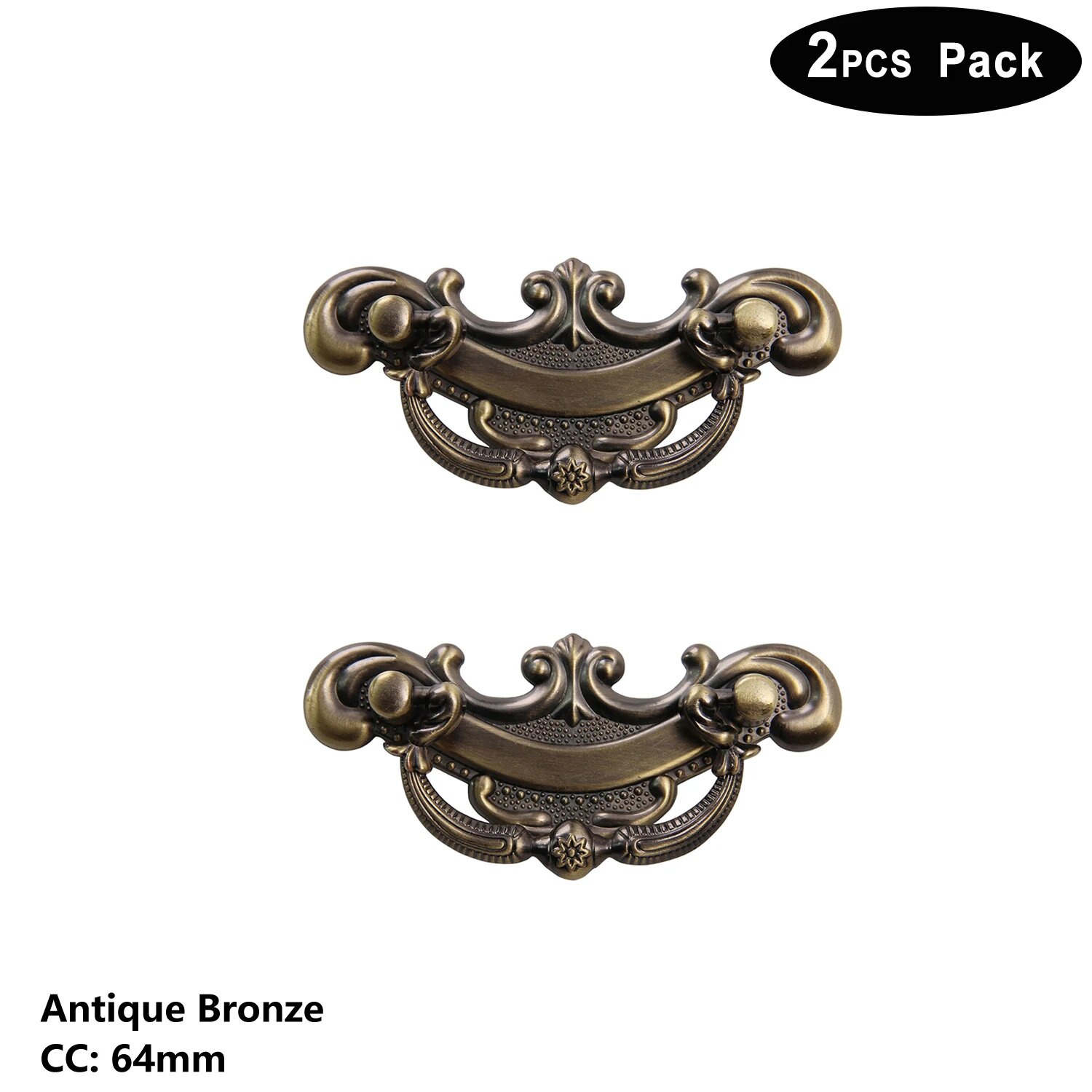 Бронзовые ручки для мебели Antique Bronze CC:64 (2 шт)