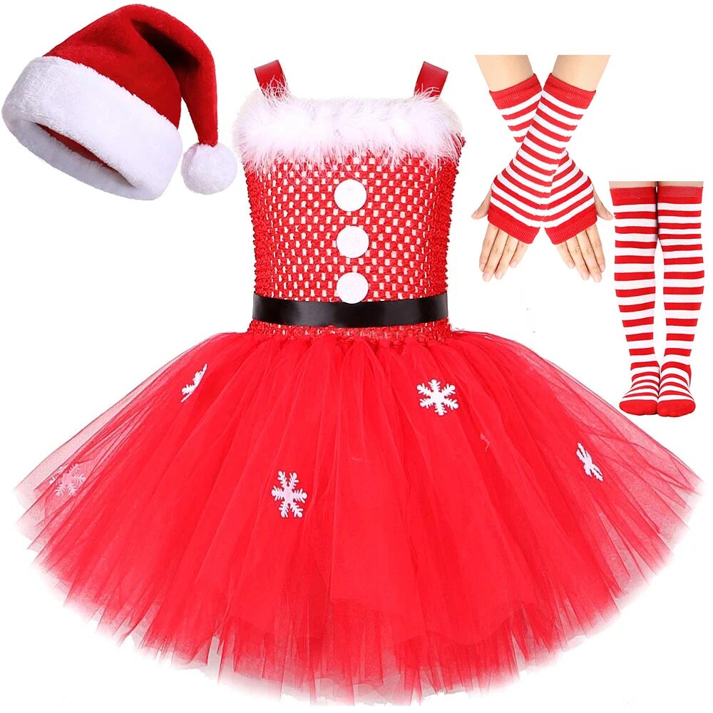 Красное платье-пачка Санта-Клауса для девочек JY-220 9Y, Dress Set 2