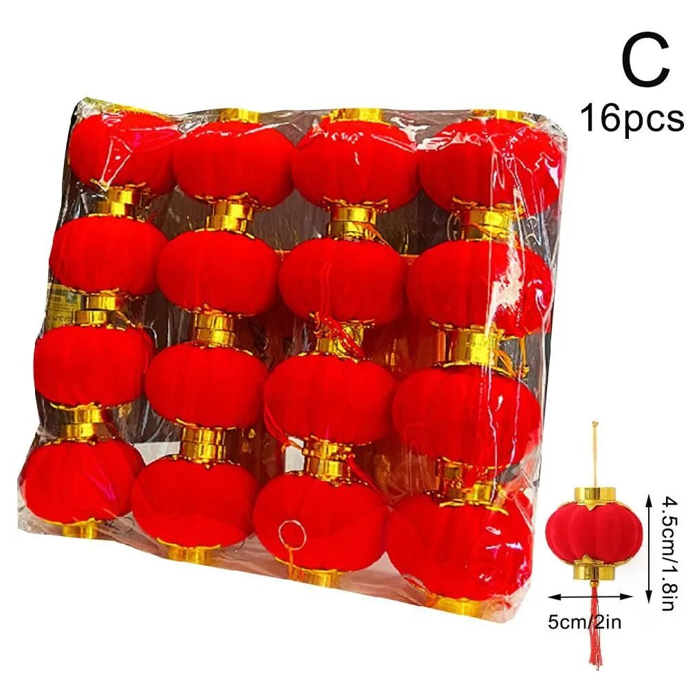 Маленькие красные фонарики для украшения,16 шт/30 шт, Новогодние украшения для гостиной