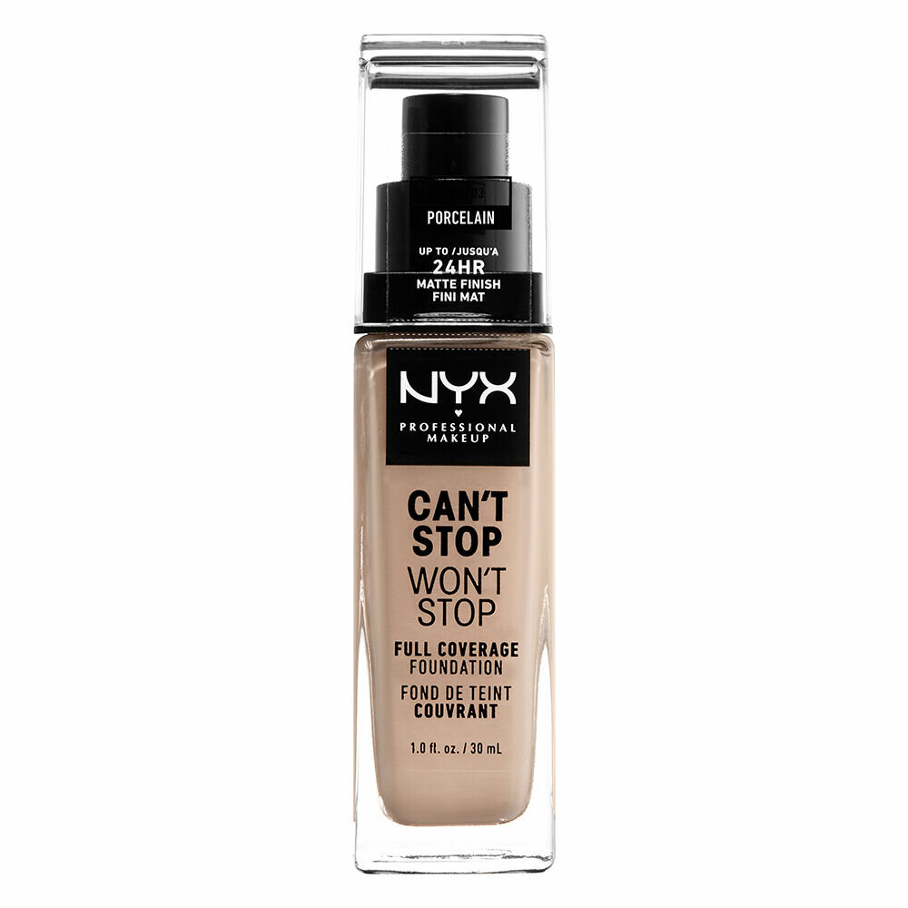 NYX Тональная основа Professional Make Up Can’t Stop Won’t Stop Full Coverage Foundation, оттенок 3 Porcelain, 30мл