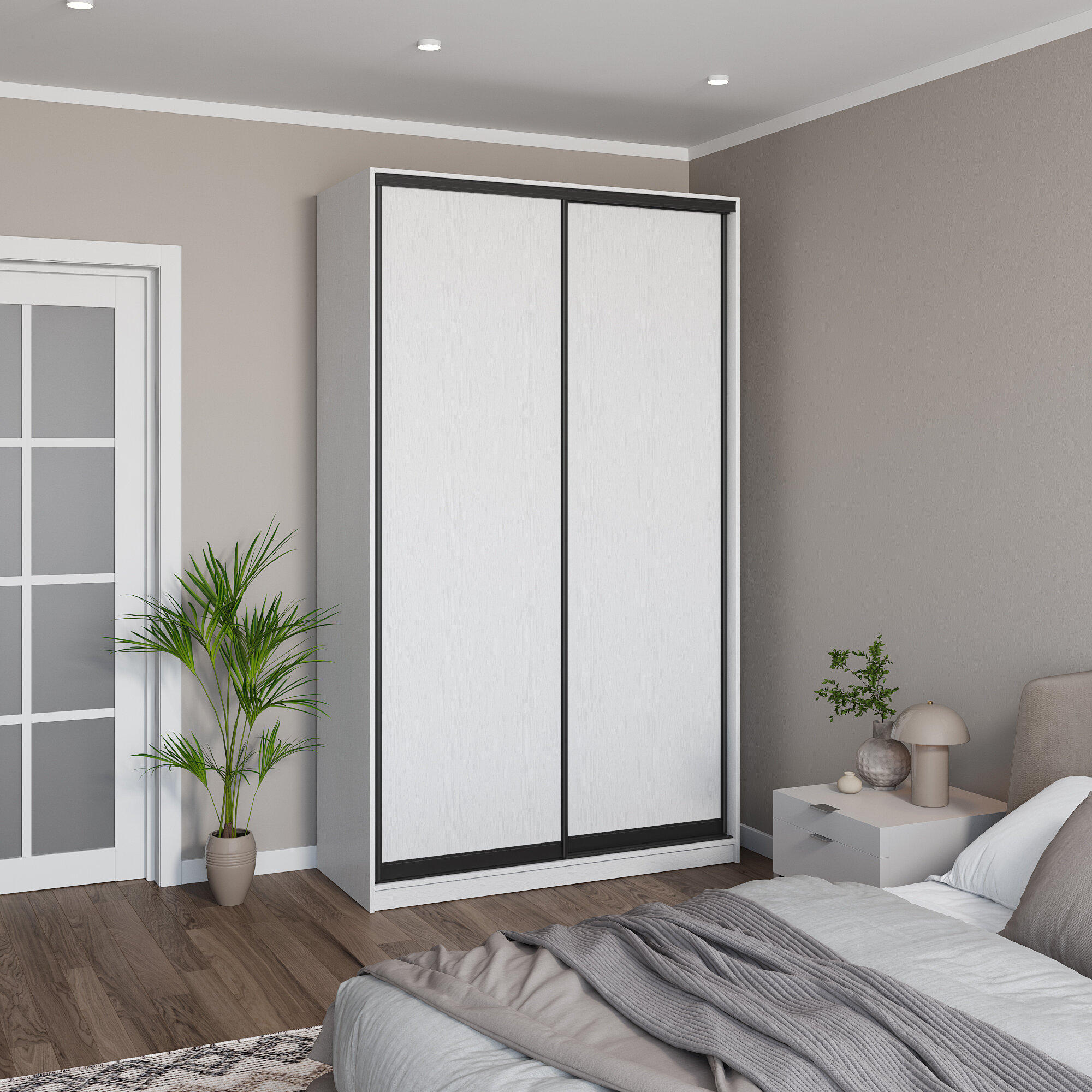 Шкаф купе для одежды "MELIA" белый лофт без зеркал 130 х 58 х 240 см (ШхГхВ)