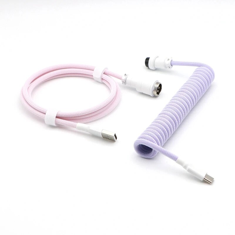 Спиральный USB-C кабель Mini USB Purple and Pink