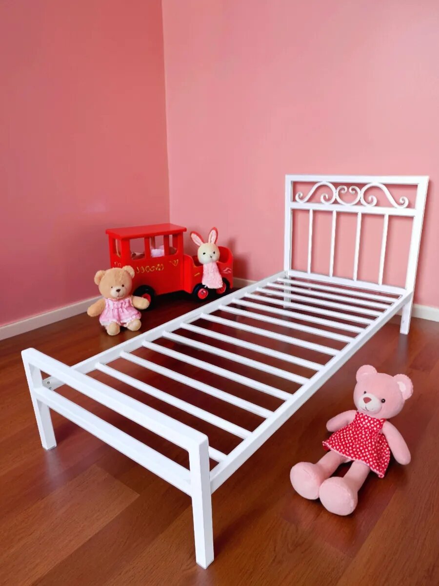 Кровать Loft Mebel "Мира", кованая, односпальная, 90x200 см, белая