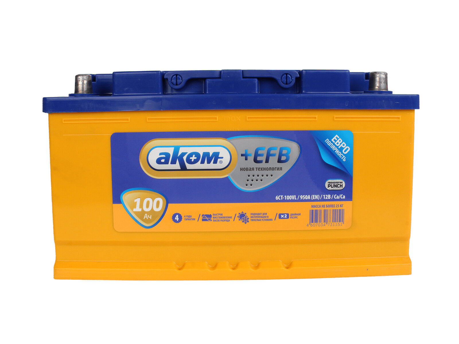 Аккумуляторная батарея АКОМ+ EFB 6СТ100 обратная